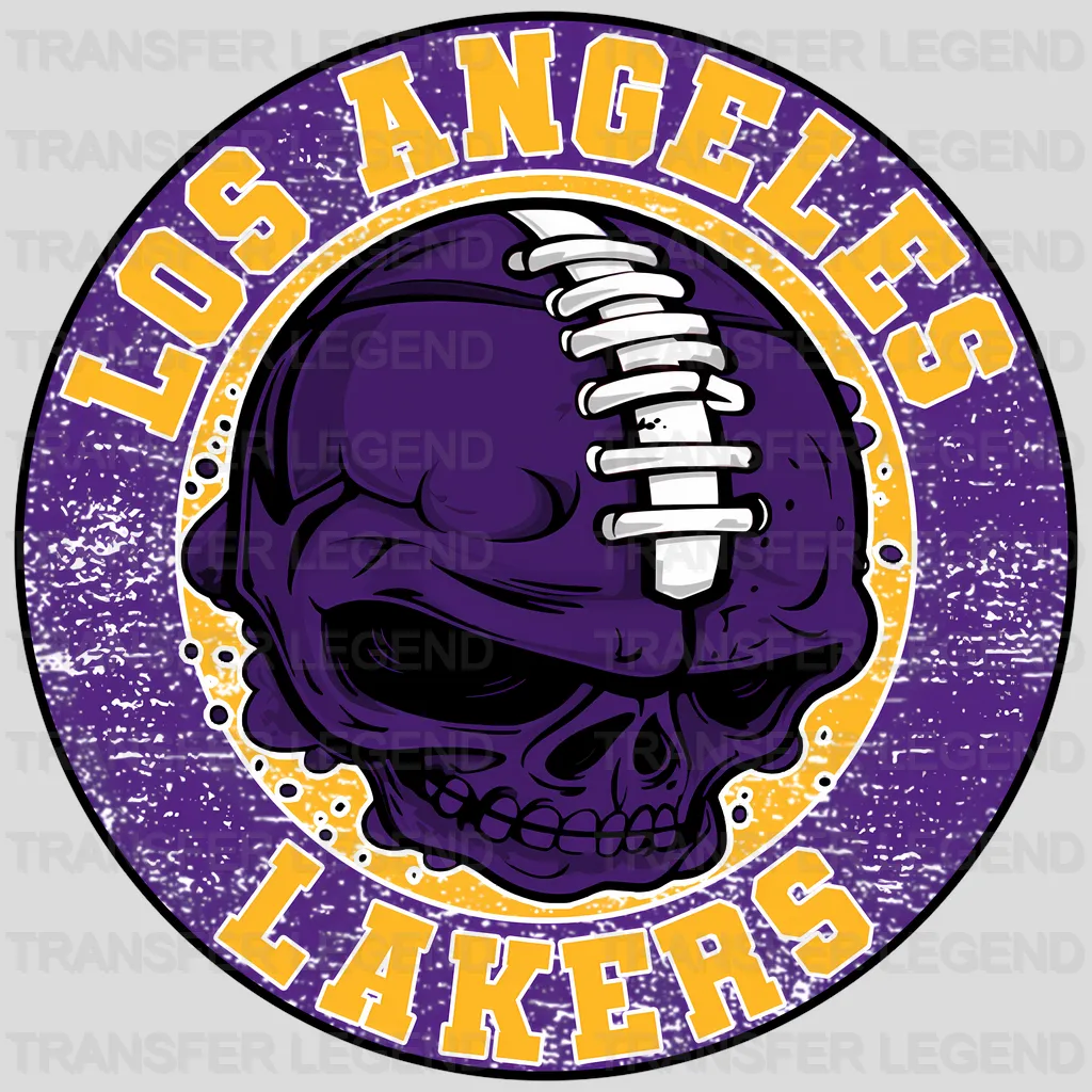 Los Angeles Lakers NBA Purple Skull With Helmet Art - DTF Iron On Tran