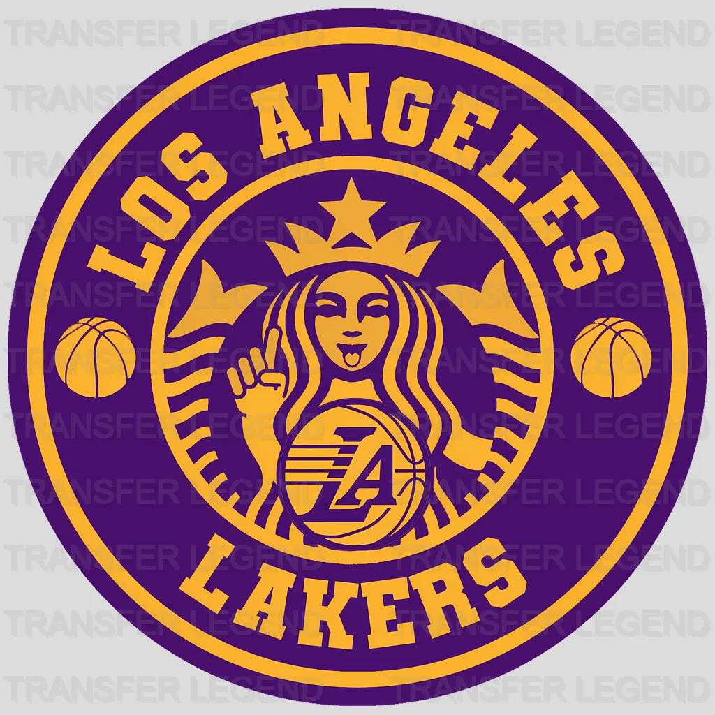 Los Angeles Lakers NBA Coffee Logo Parody Emblem - DTF Iron On Transfe