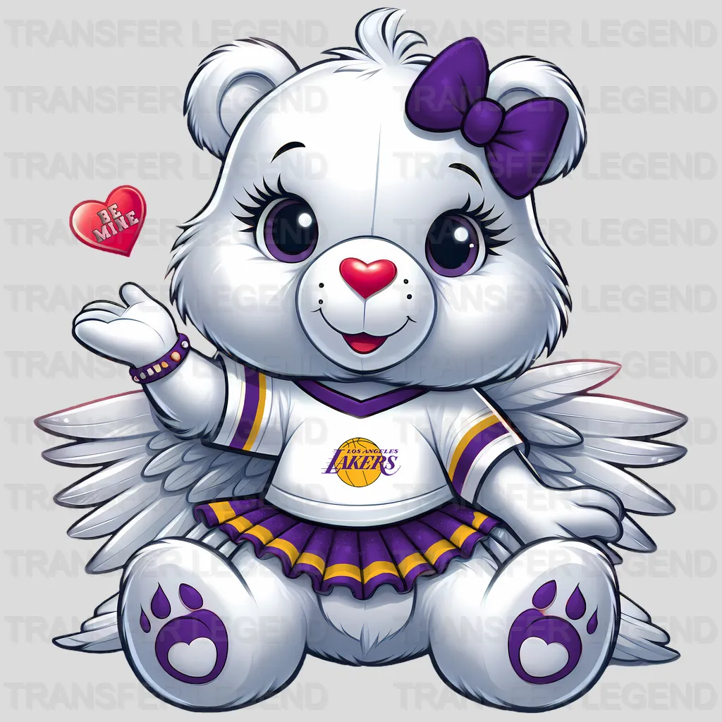 Los Angeles Lakers NBA Cute Care Bear Mascot Purple & White - DTF Iron