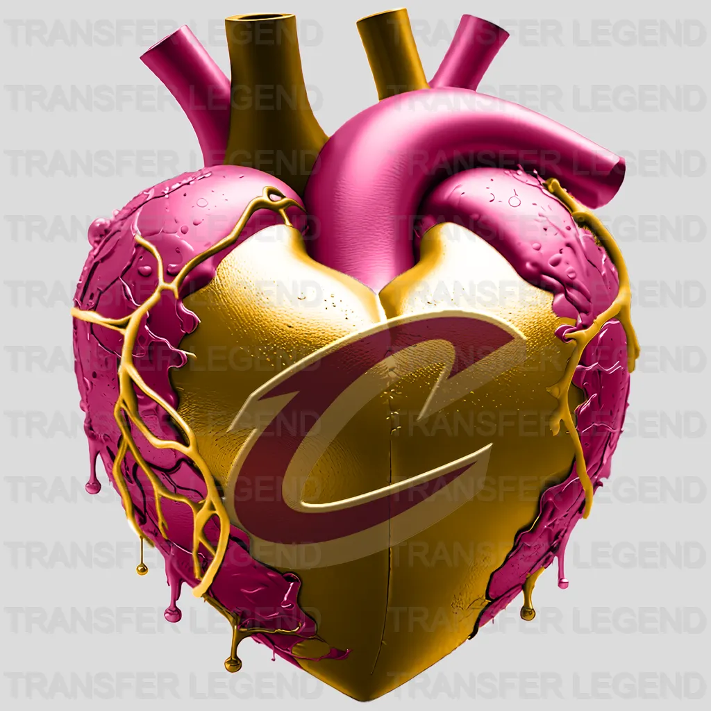 Cleveland Cavaliers NBA Realistic Anatomical Heart Art - DTF Iron On T