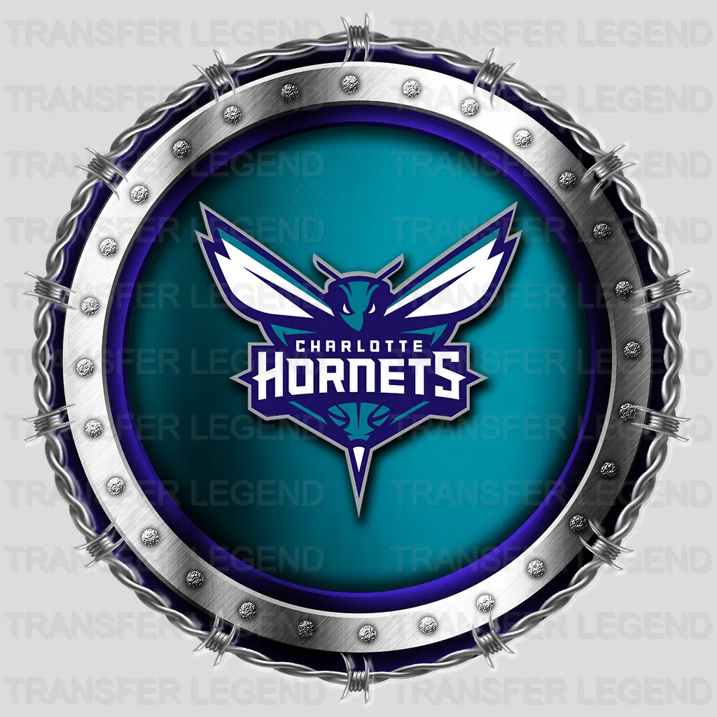 Charlotte Hornets NBA Chrome Metal Circle Badge 3D - DTF Iron On Trans