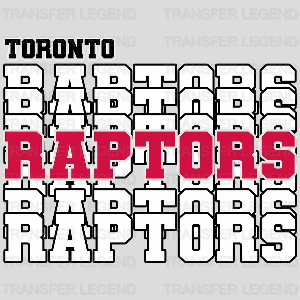 Toronto Raptors NBA Repeated Text Pattern Block Logo - DTF Iron On Tra