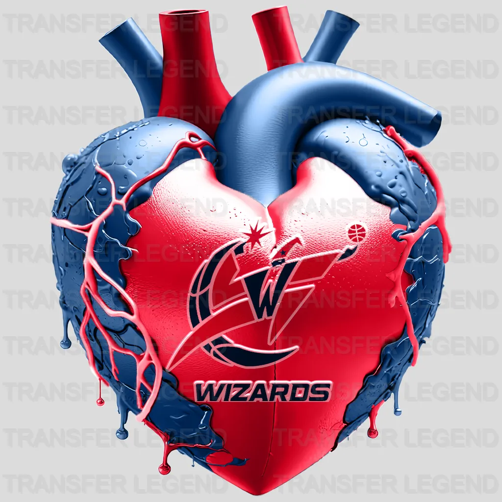 Washington Wizards NBA Realistic Anatomical Heart Art - DTF Iron On Tr