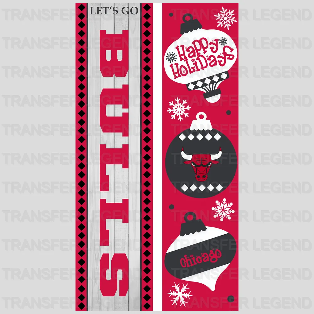 Chicago Bulls NBA Vertical Strip Banner Logo White/Pattern - DTF Iron