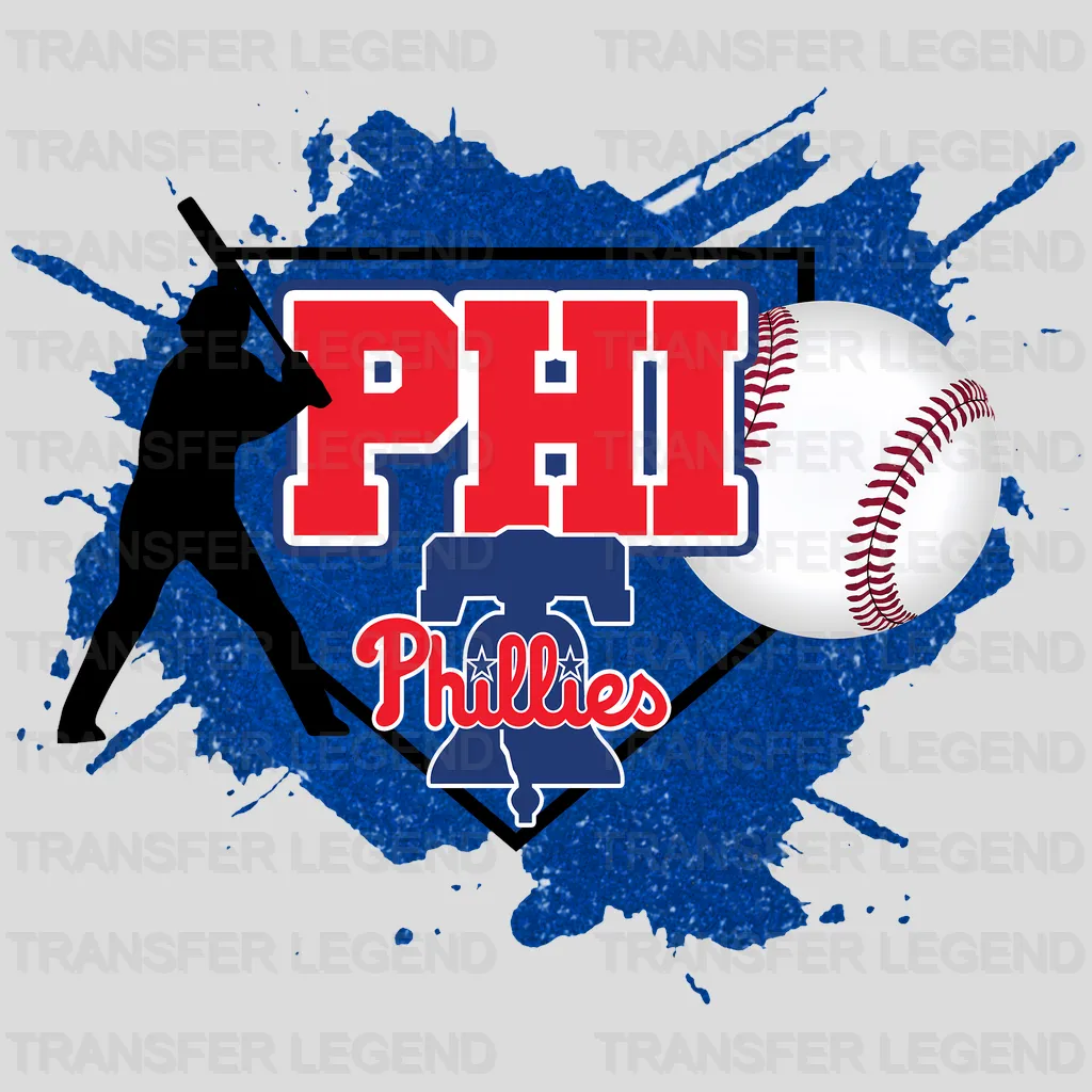 Philadelphia Phillies MLB Batter Silhouette Splash Art - DTF Iron On T