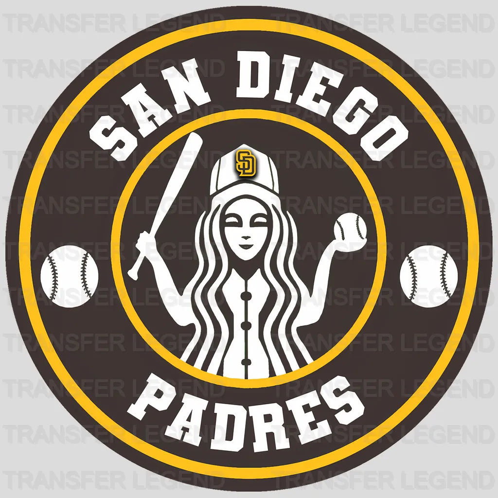 San Diego Padres MLB Circle Badge Girl Silhouette Logo - DTF Iron On T