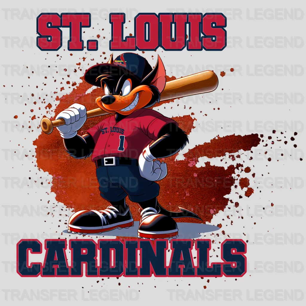 St Louis Cardinals MLB Cartoon Kid Player Batting - DTF Iron On Transf