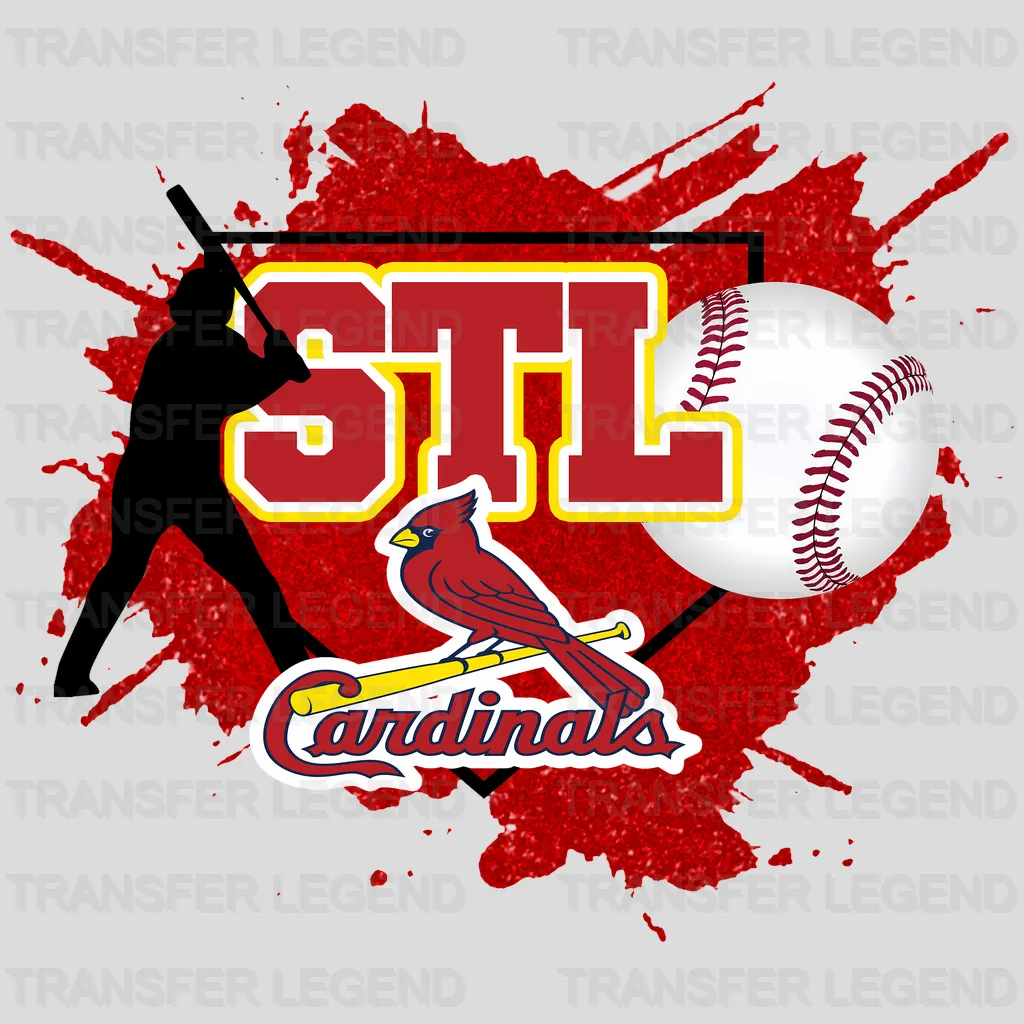 St Louis Cardinals MLB Stl Logo Splash Art Graphic - DTF Iron On Trans