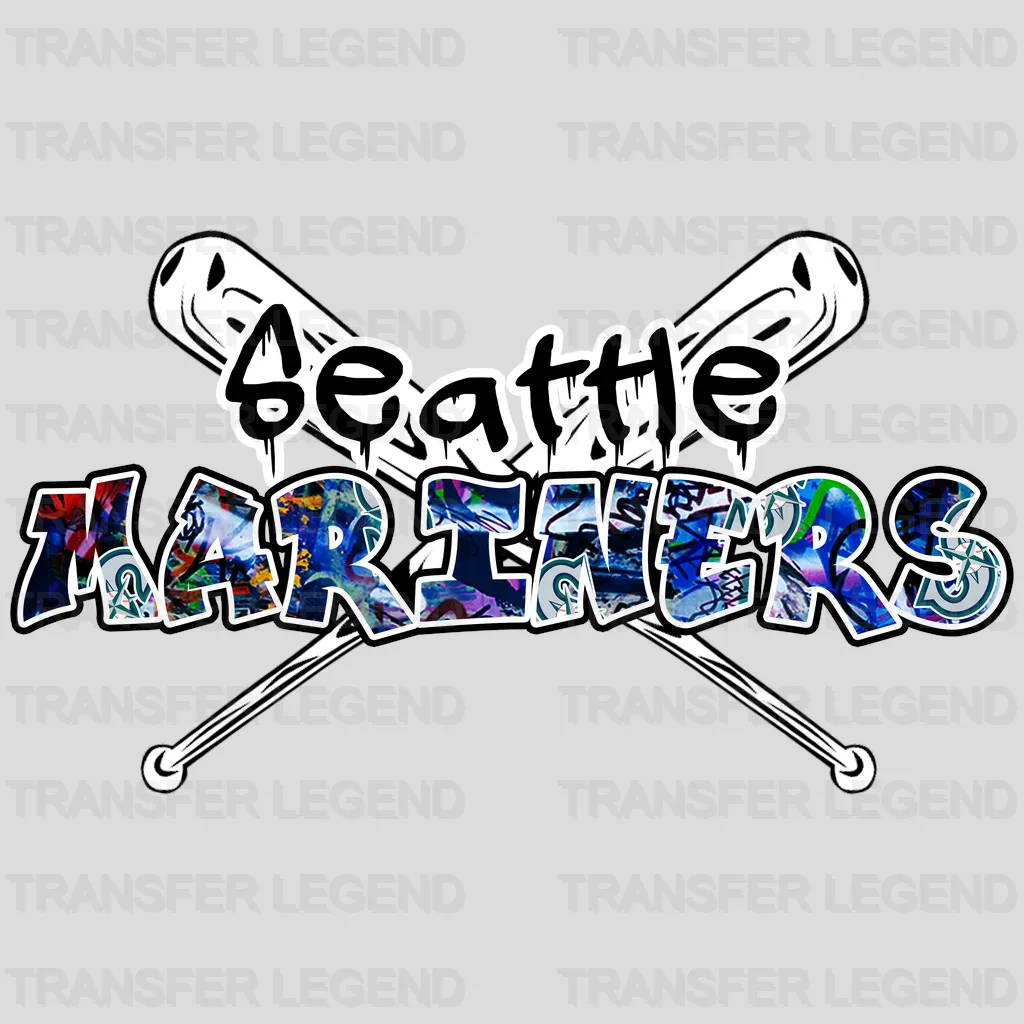 Seattle Mariners MLB Graffiti Wall Art Text Logo - DTF Iron On Transfe