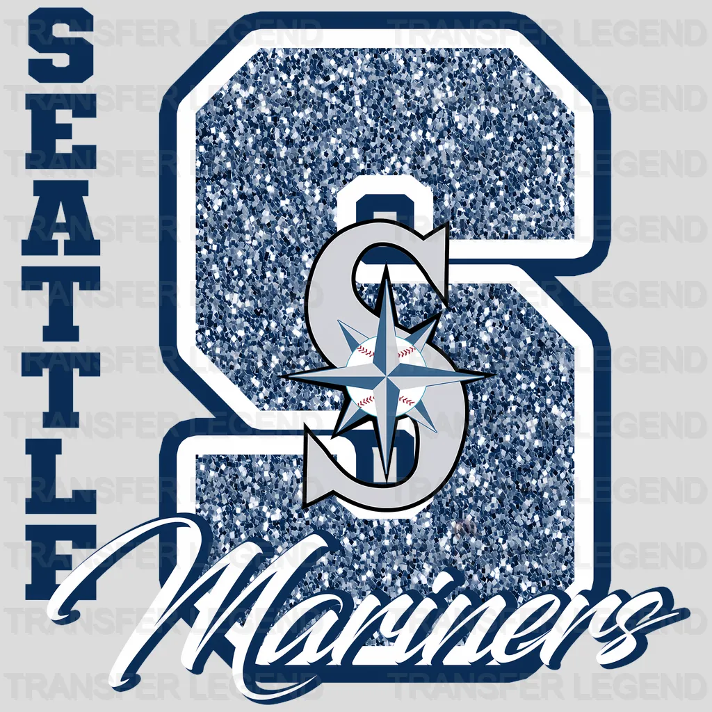 Seattle Mariners MLB Glitter Chenille Letter S Logo - DTF Iron On Tran