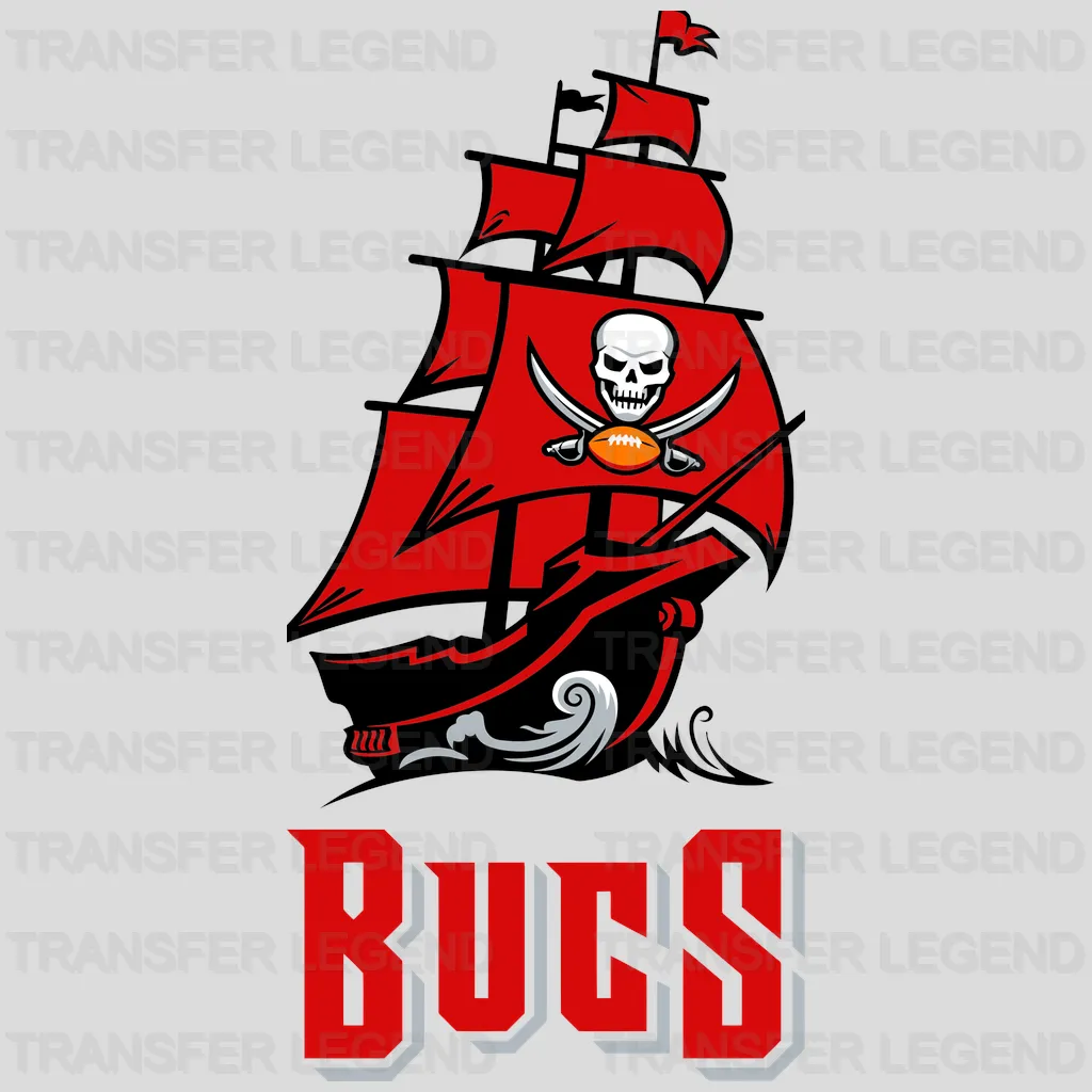 Tampa Bay Buccaneers Pirate Ship with BUCS Wordmark NFL Design - DTF H