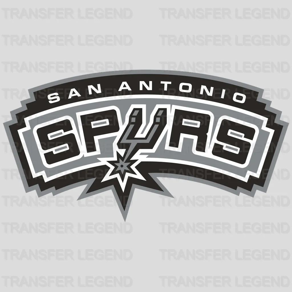 San Antonio Spurs Arched Wordmark Crest with Spur NBA Design - DTF Hea