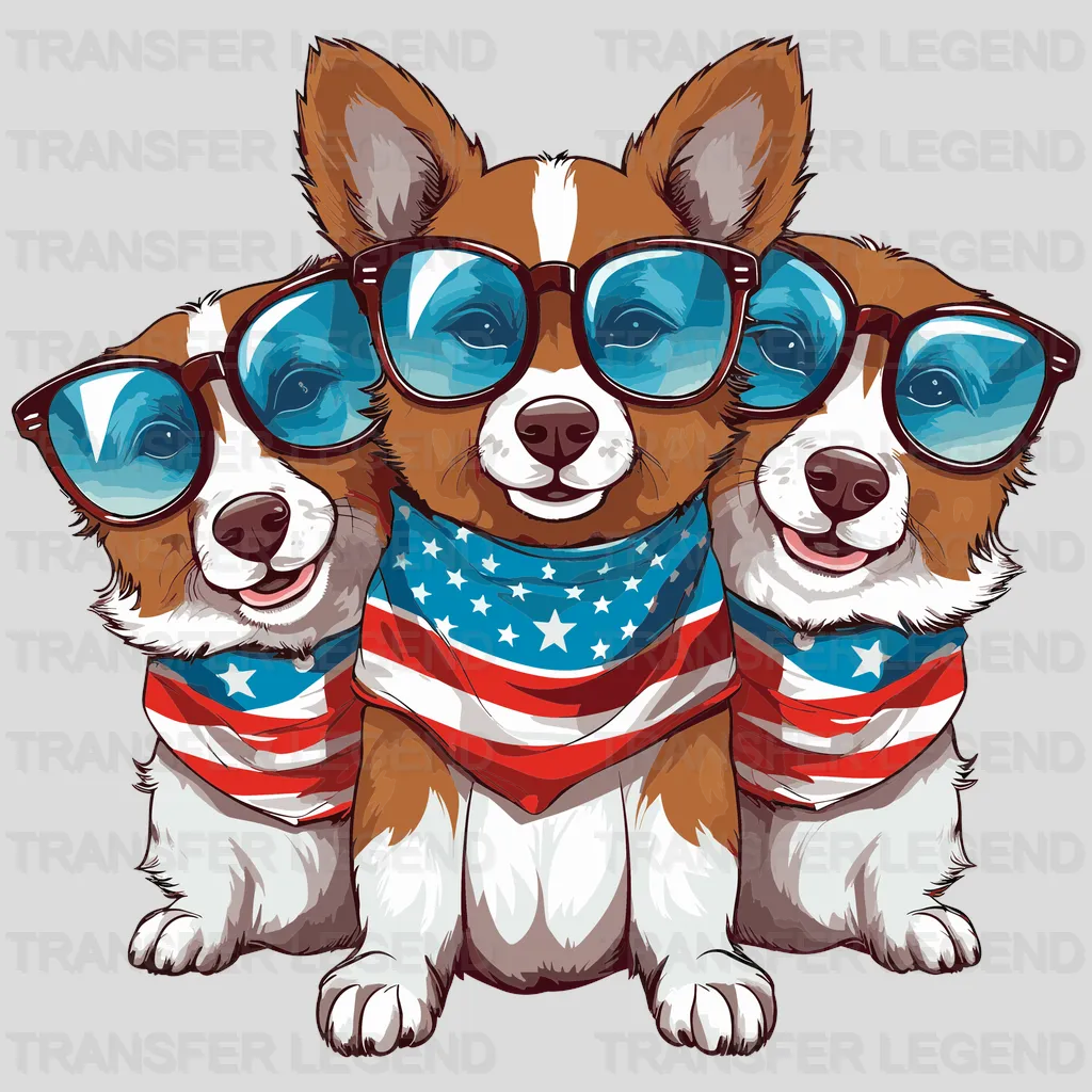 3 Cute Dogs USA Design - DTF Heat Transfers
