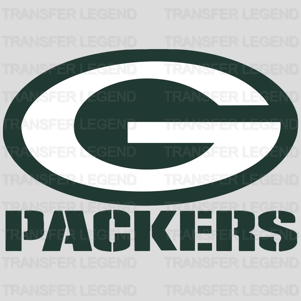 Green Bay Packers team G logo above PACKERS wordmark, NFL design - DTF