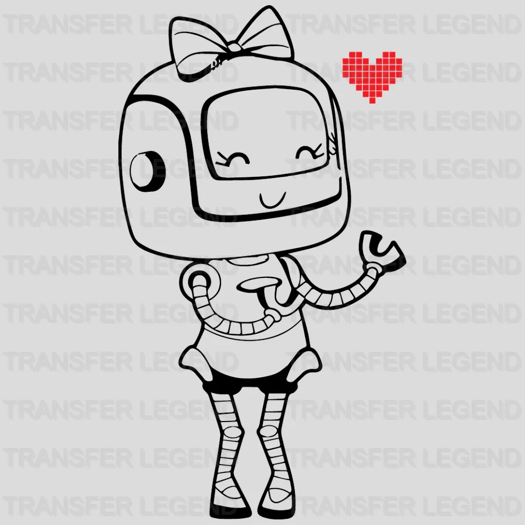 Robots In Love - Female Robot Matching Design - DTF heat transfer