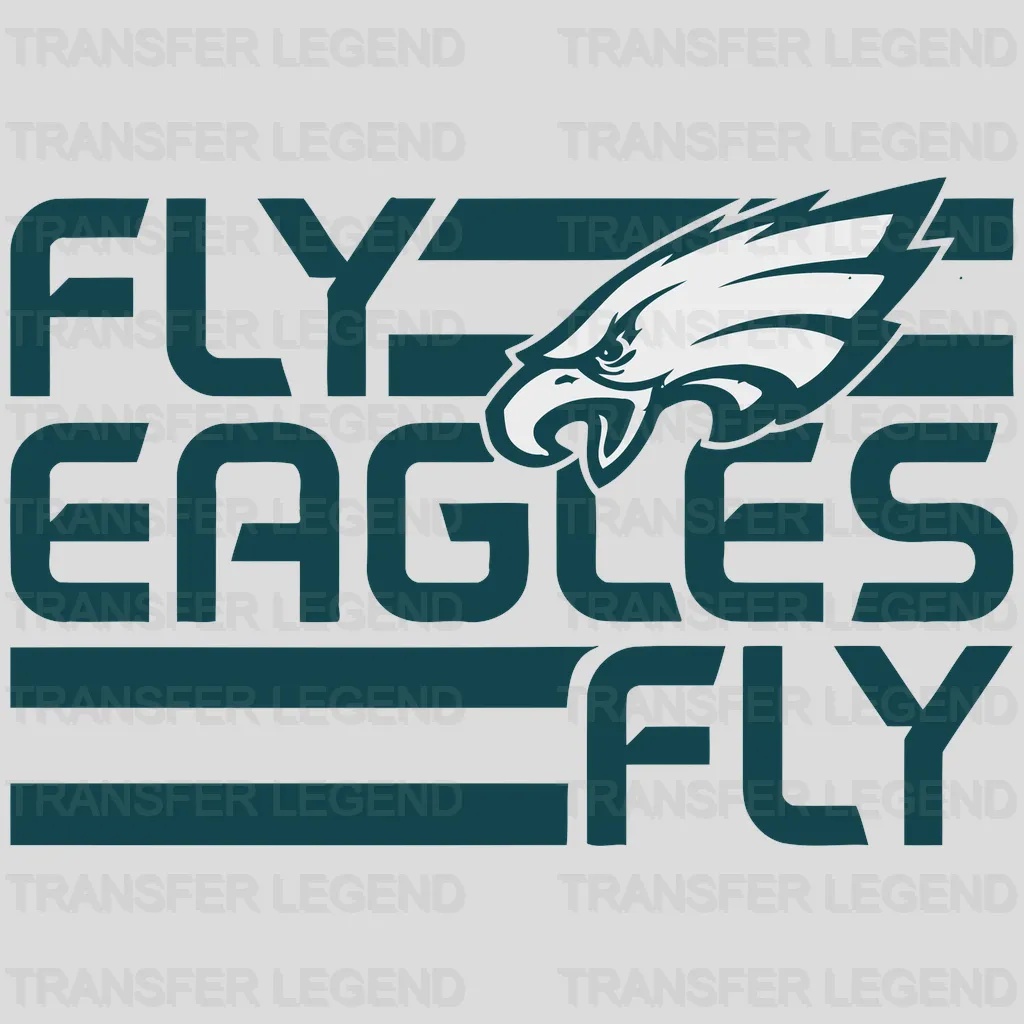 Philadelphia Eagles ‘Fly Eagles Fly’ slogan with wing, NFL design - DT