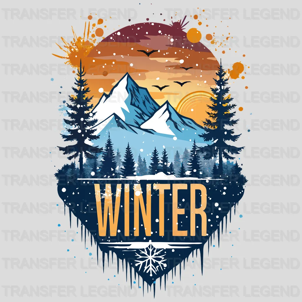 Snowfall Mountains Winter Design - DTF Heat Transfers