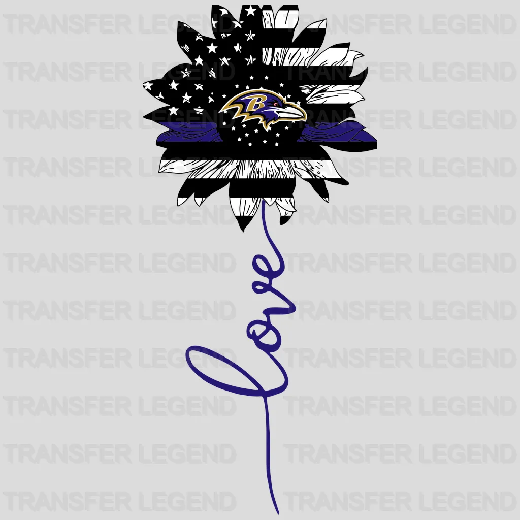 Baltimore Ravens Curved Heart Arrow Logo NFL Design - DTF Heat Transfe