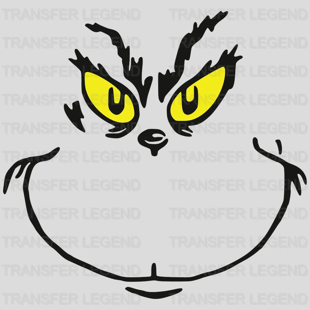 Grinch Smiley Face Design, Christmas Design, Dtf Heat Transfer