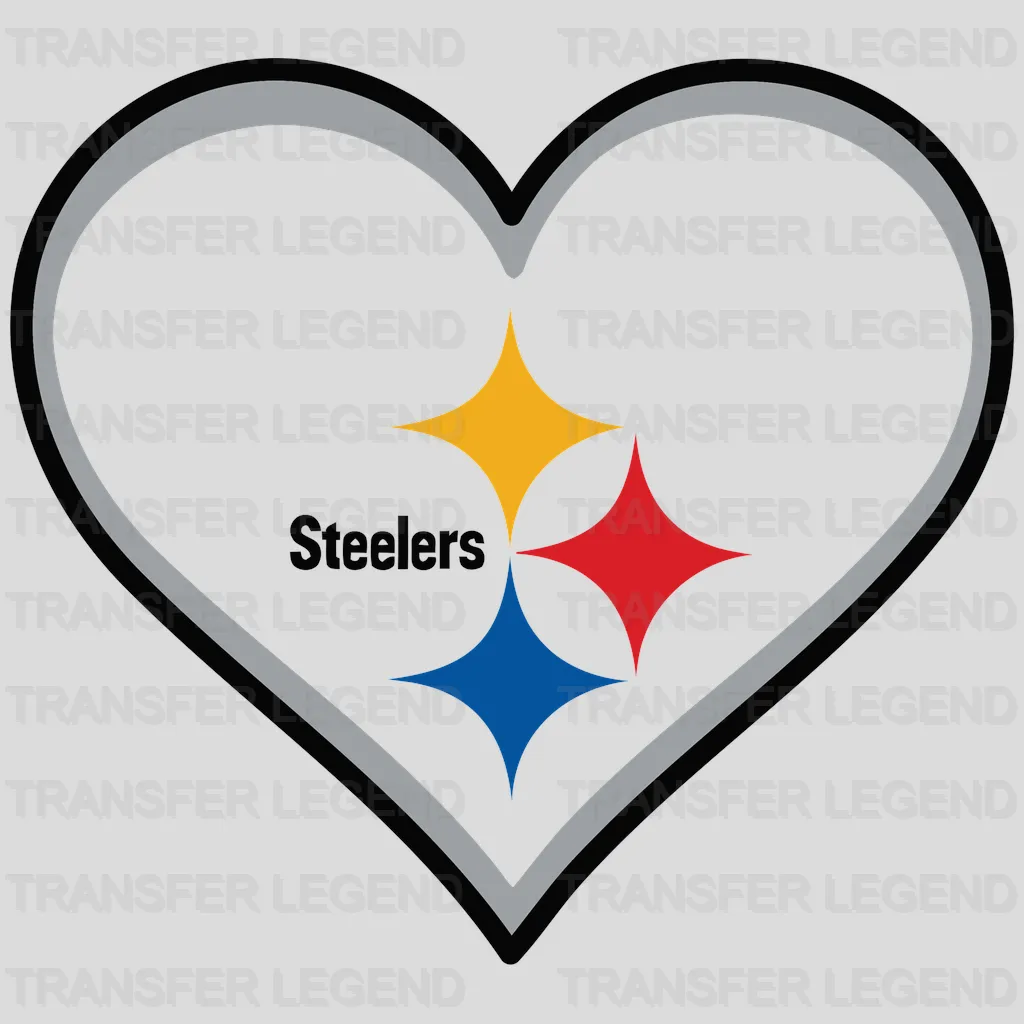 Pittsburgh Steelers dual heart outlines framing star logo, NFL design