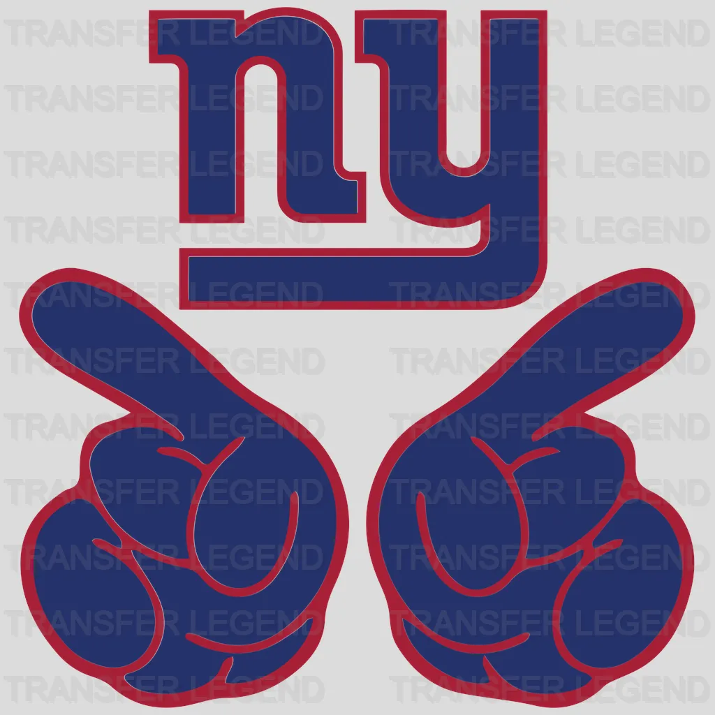 New York Giants hand‑gesture “NY” outline graphic, NFL design - DTF He