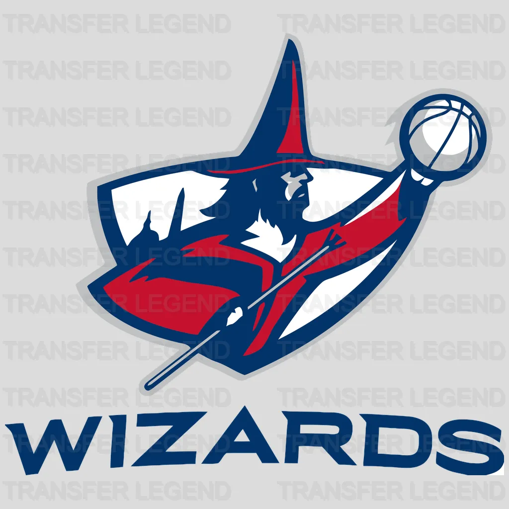 Washington Wizards Wizard Mascot Wand Logo with Wordmark NBA Design