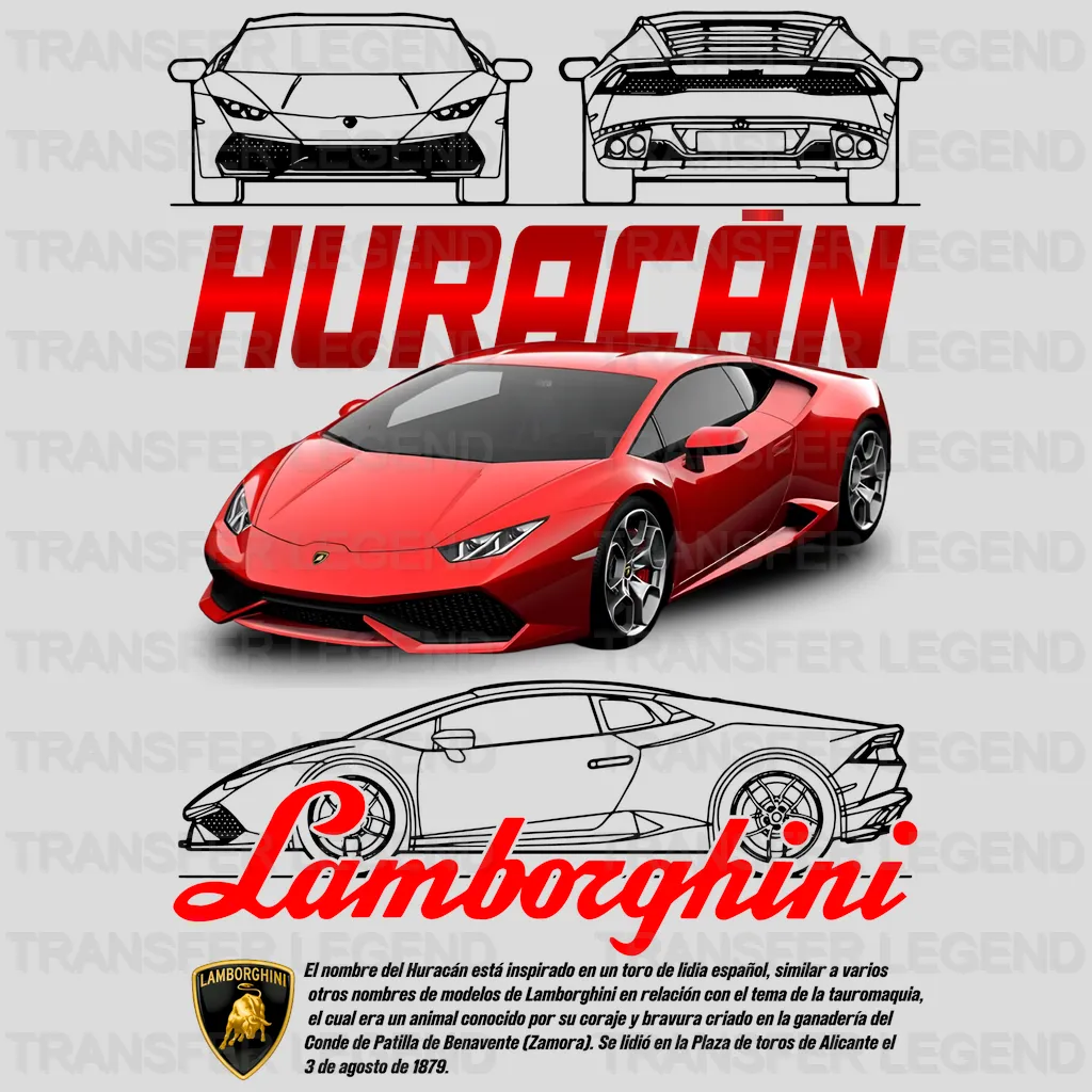 Lamborghini Huracan 1879 Cars Design - DTF Heat Transfer