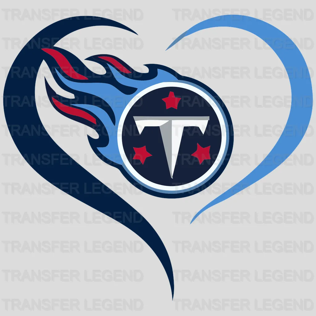 Tennessee Titans Heart Swirl Fireball Emblem NFL Design - DTF Heat Tra
