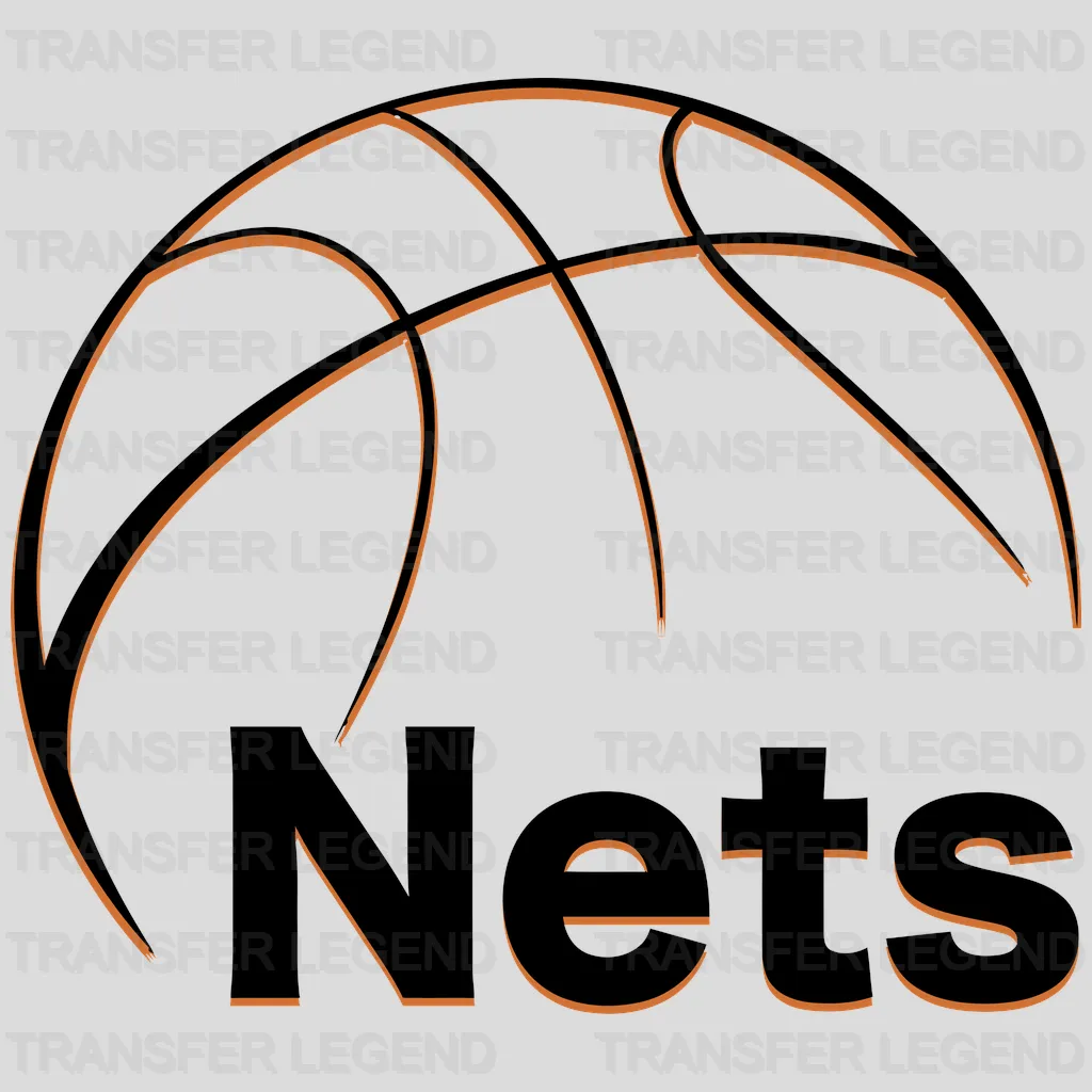Brooklyn Nets Dark Basketball Outline with “Nets” Script NBA Design