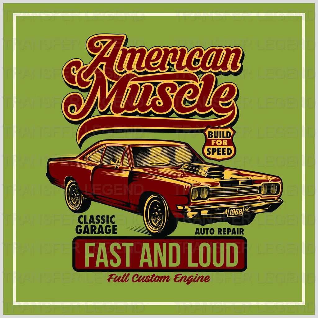 Cars American Muscle Clasic Car Designs - DTF Heat Transfer