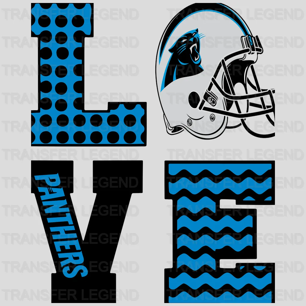 Carolina Panthers Love Word Block NFL Design - DTF Heat Transfer