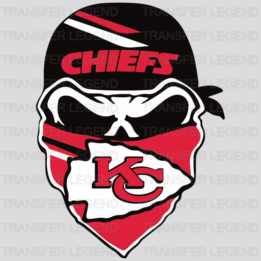 Kansas City Chiefs Bandit Mask Helmet Emblem NFL Design - DTF Heat Tra