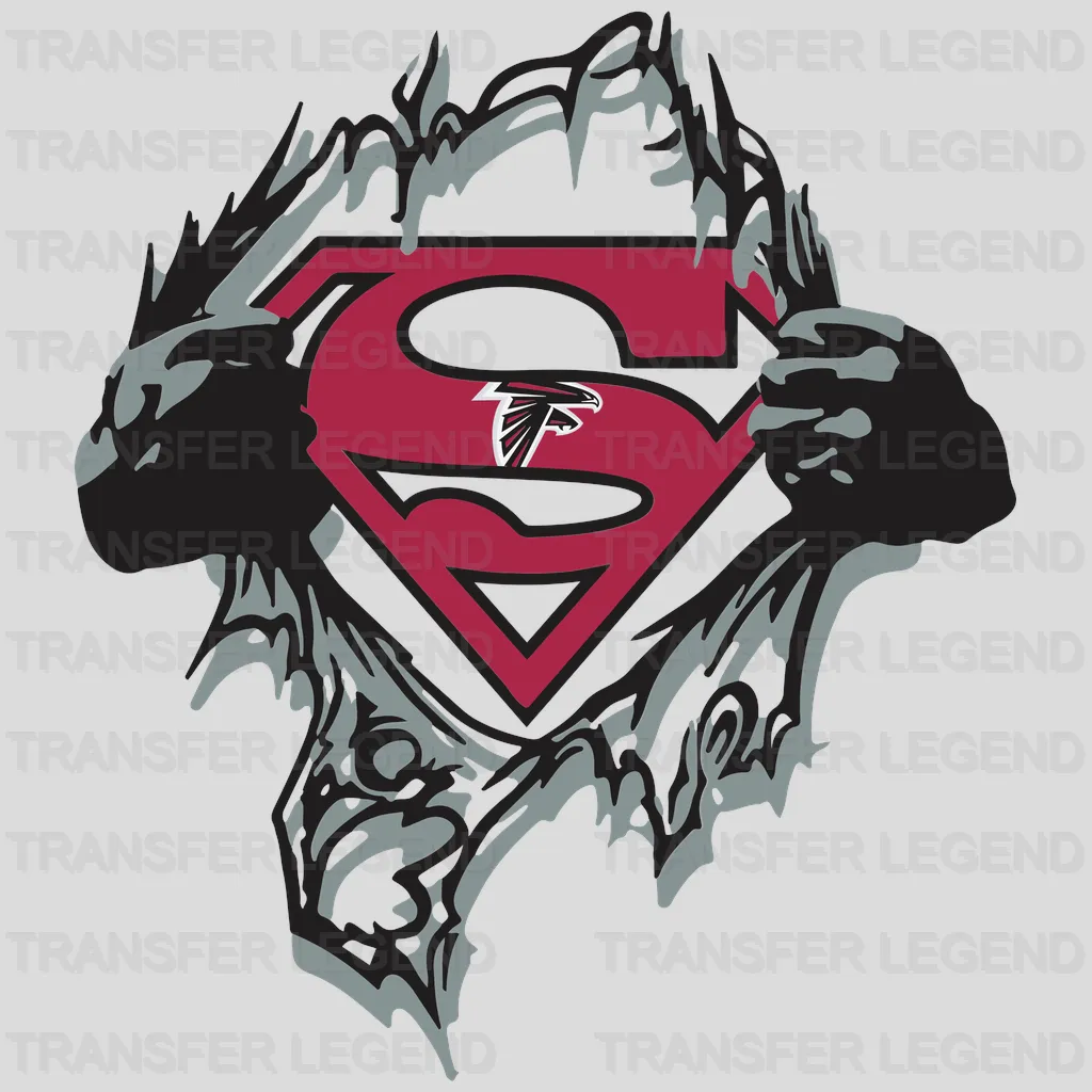 Atlanta Falcons Superman Chest Ripped Emblem NFL Design - DTF Heat Tra