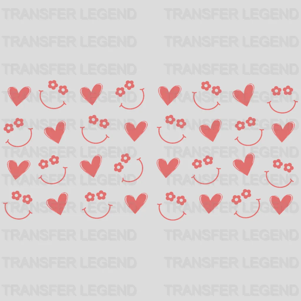 Smiley And Heart UV DTF Transfer Cup Wrap UV DTF Sticker