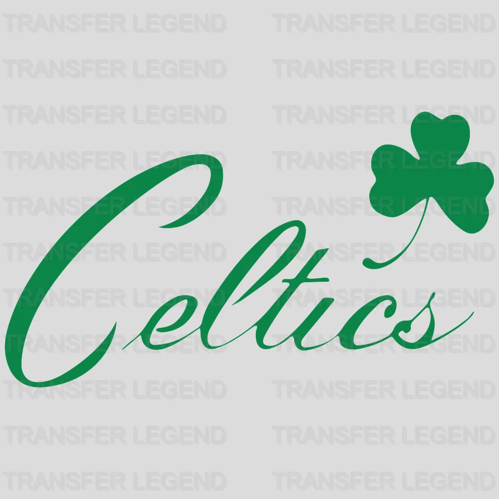 Boston Celtics Cursive “Celtics” Script with Shamrock NBA Design - DTF