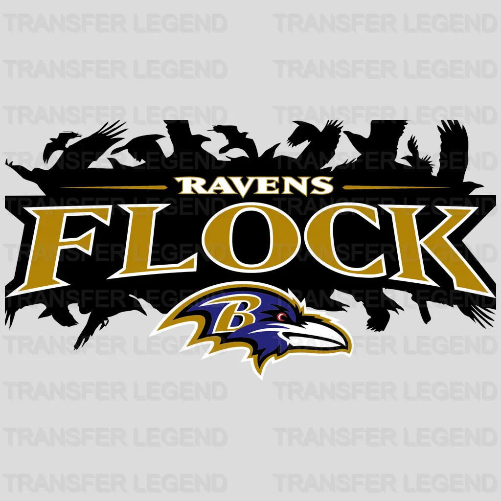 Baltimore Ravens Stylized Bird Head & Heart Logo NFL Design - DTF Heat