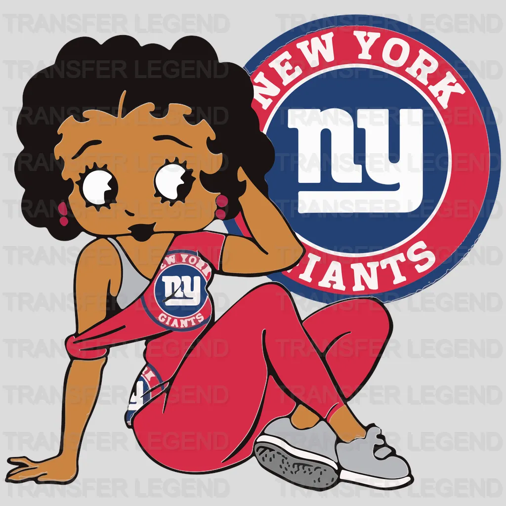 New York Giants seated fan hugging circular logo, NFL design - DTF Hea