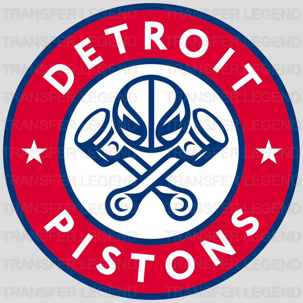 Detroit Pistons Crossed Engine Pistons Roundel NBA Design - DTF Heat T