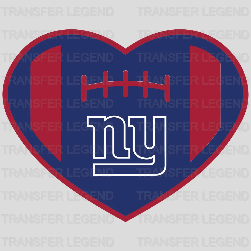 New York Giants heart‑shaped football monogram, NFL design - DTF Heat