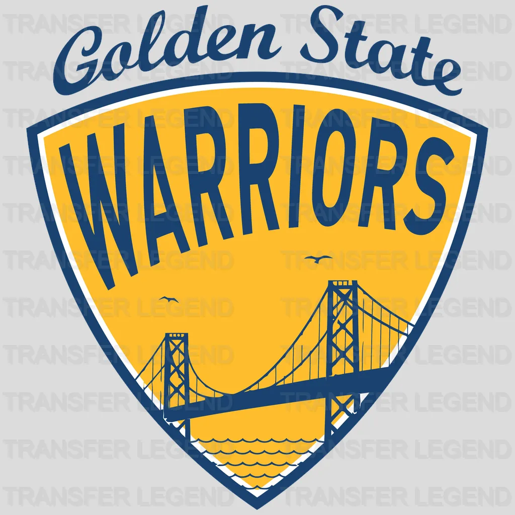 Golden State Warriors Shield Badge with Bridge NBA Design - DTF Heat T