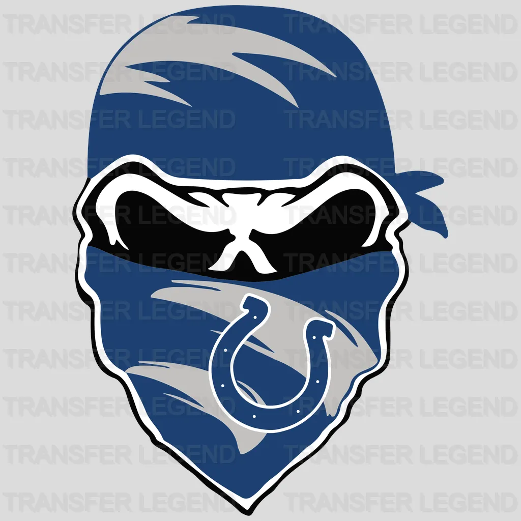 Indianapolis Colts Bandit‑Mask Face Logo NFL Design - DTF Heat Transfe